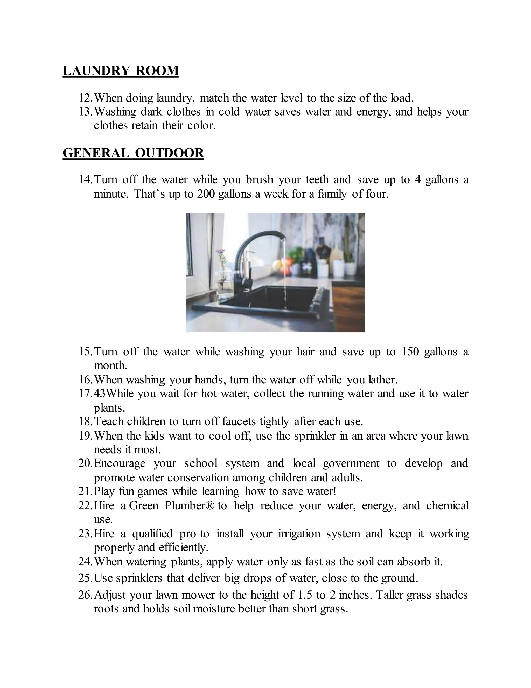 50 ways to save water | DOCX