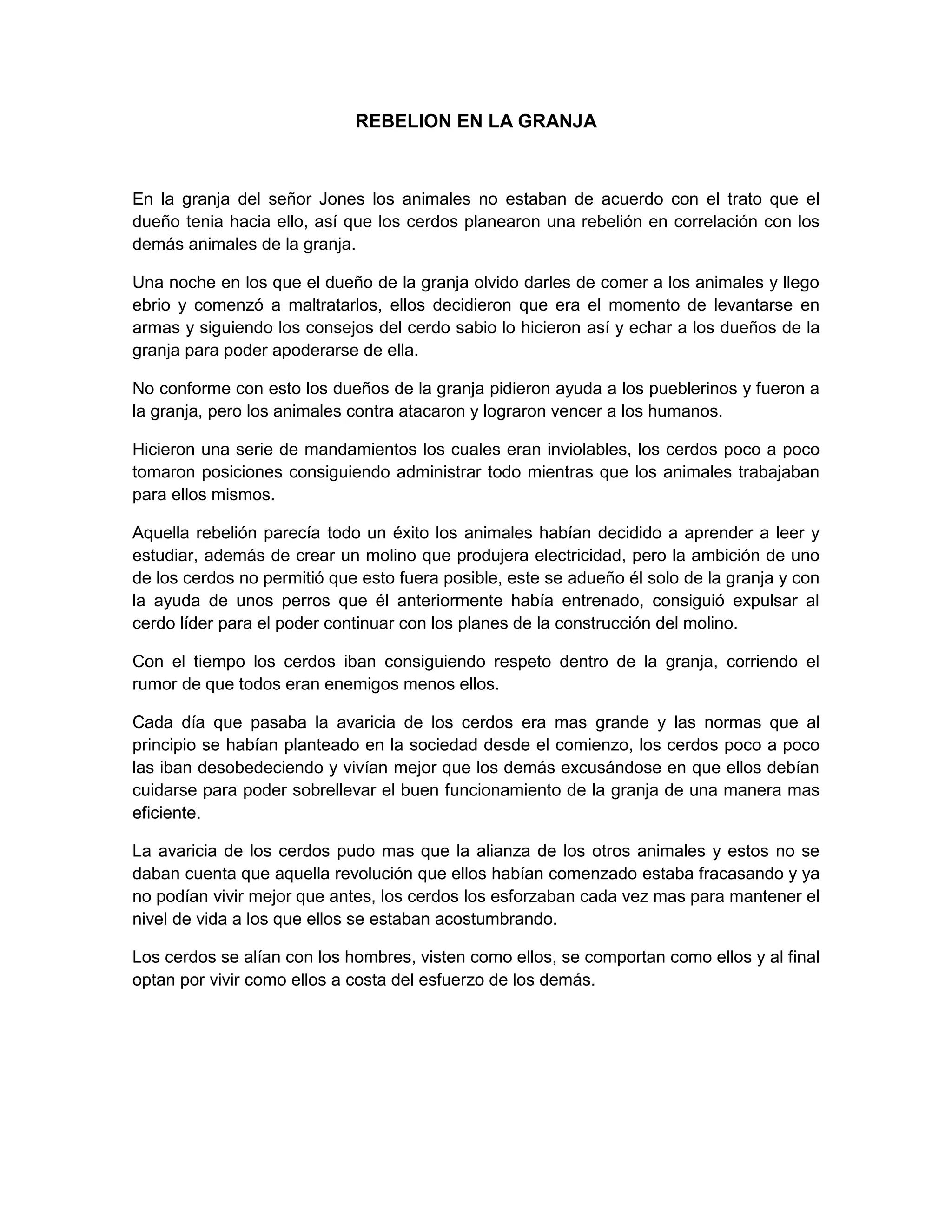 Rebelion en la granja | DOCX