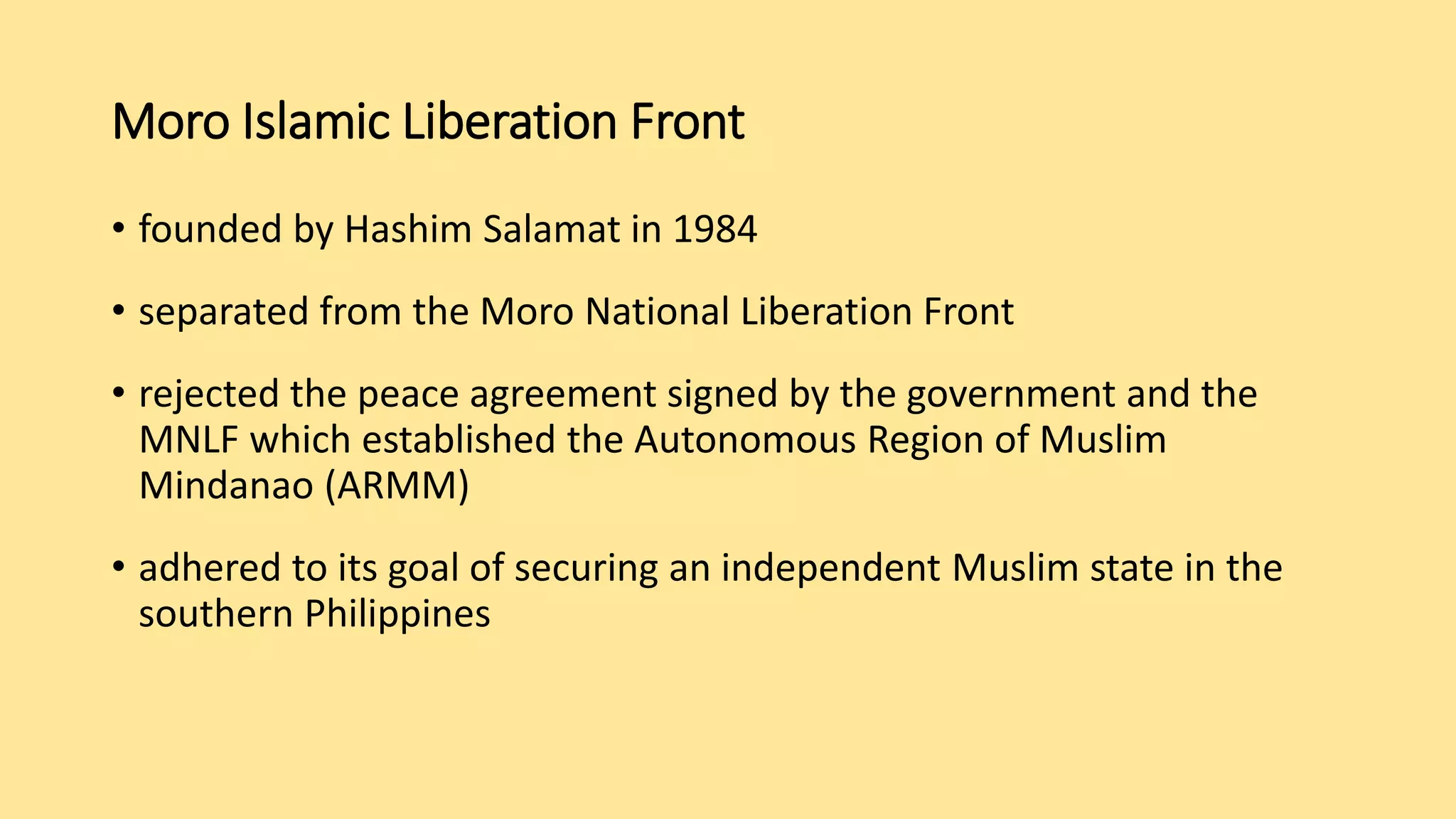 Moro National Liberation Front & Moro Islamic Liberation Front | PPTX