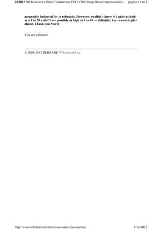 Interview Marc Cloosterman of VIM Group (on rebrand.com) | PDF