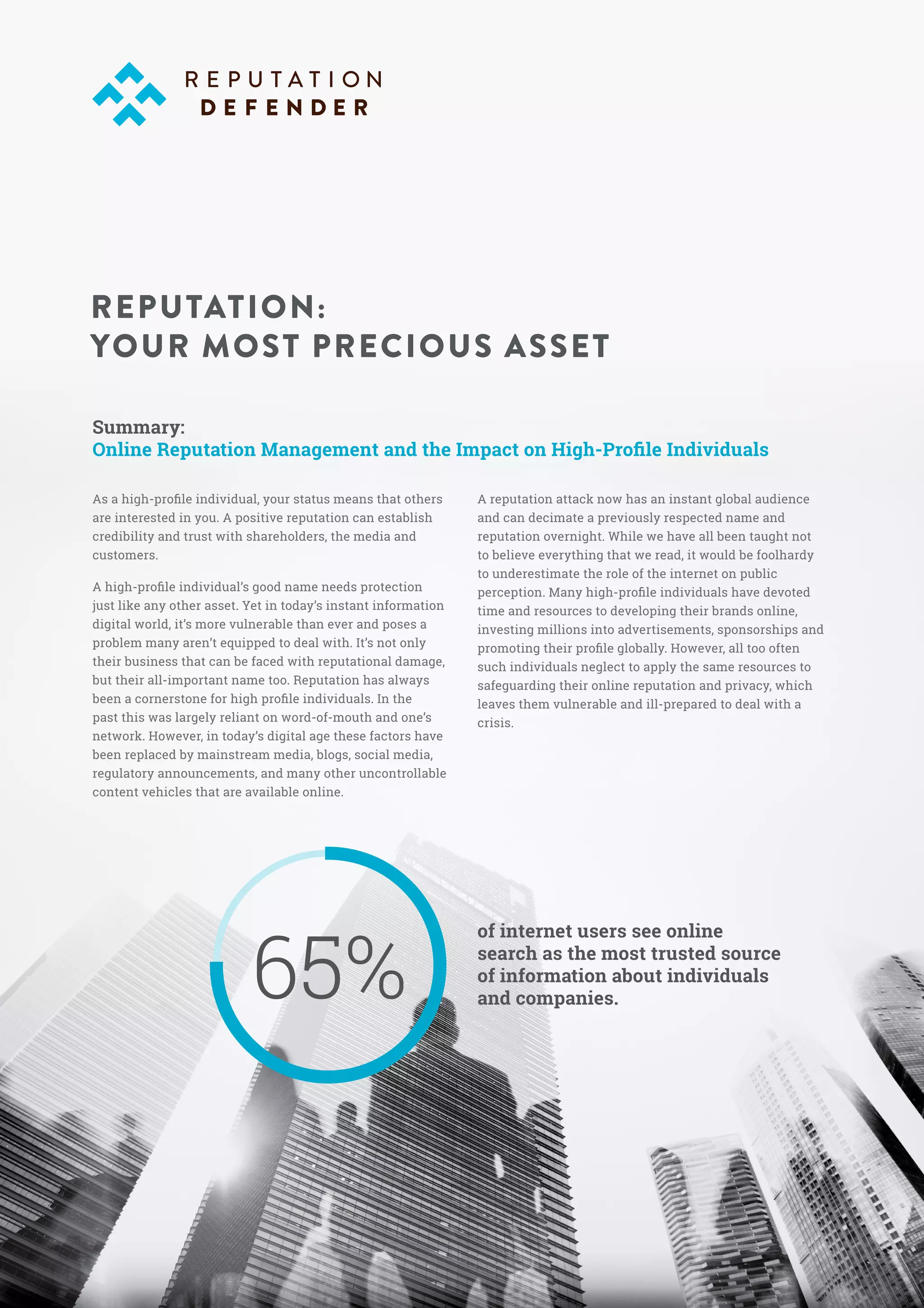 ReputationDefender - Reputation: Your Most Precious Asset | PDF