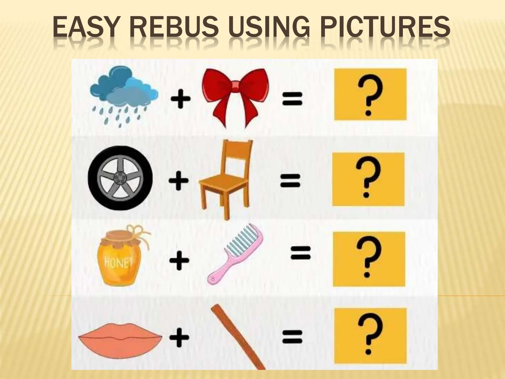 Rebus.pptx Rebus Puzzles Rebus PuzzlesRebus Puzzles | PPTX | Games and Puzzles | Hobbies & Interests