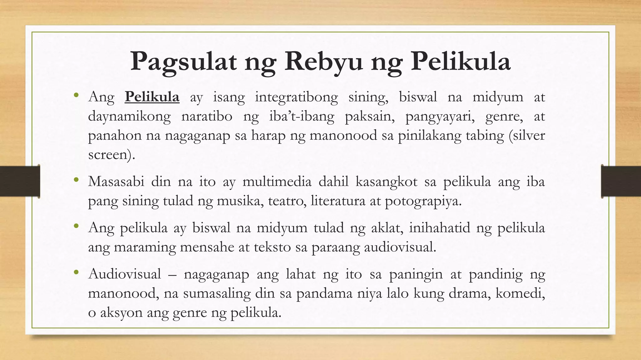 Rebyung pampelikula at pantelebisyon | PPTX