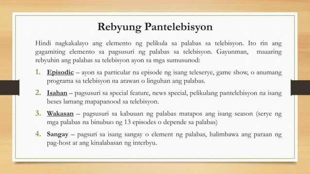 Rebyung pampelikula at pantelebisyon | PPTX