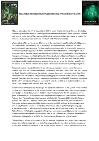 Rec | DOCX | Movies | Entertainment