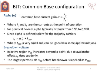 Rec101 unit ii (part 1) bjt characteristics | PDF