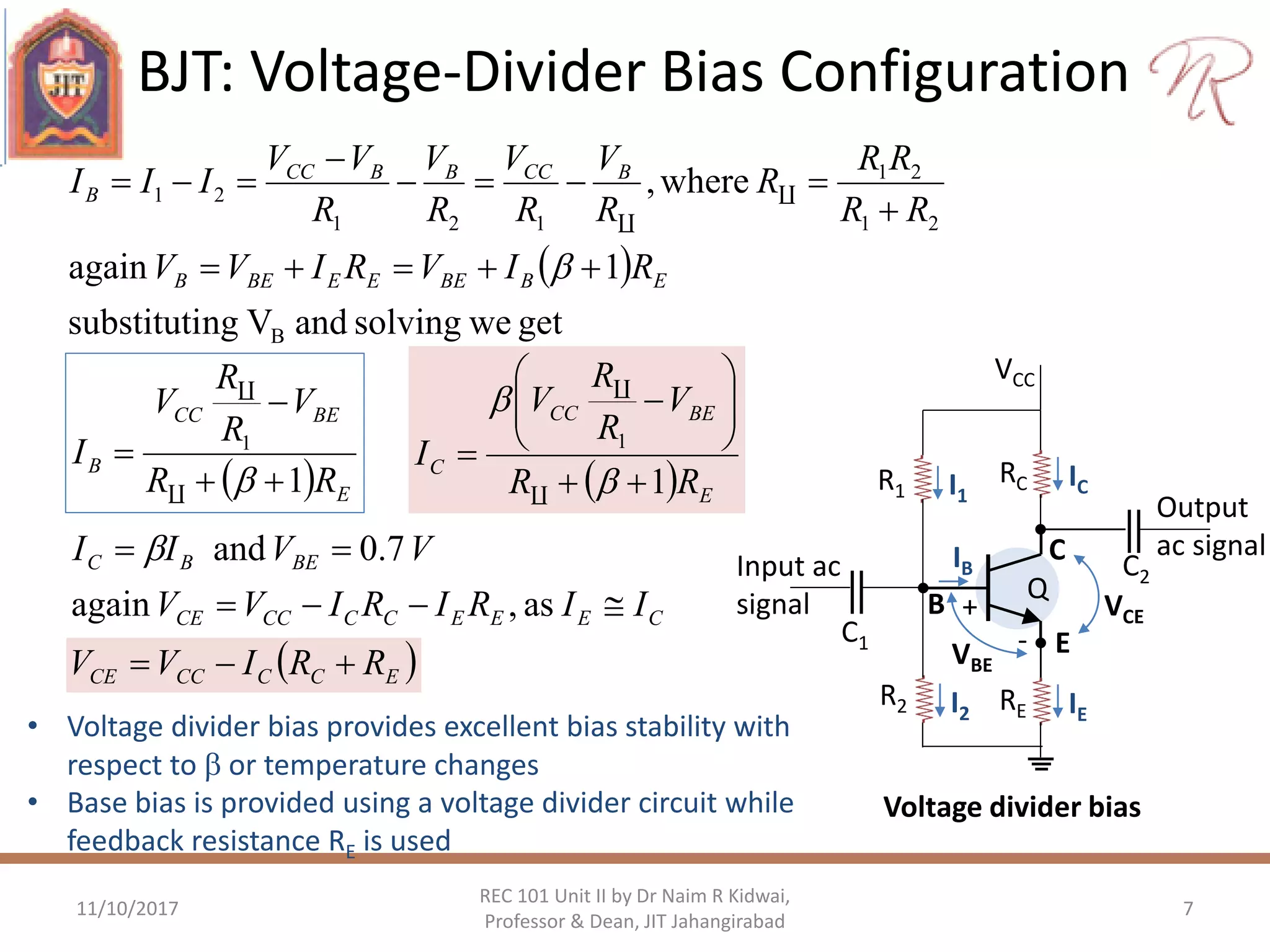 Rec101 unit ii (part 2) bjt biasing and re model | PDF