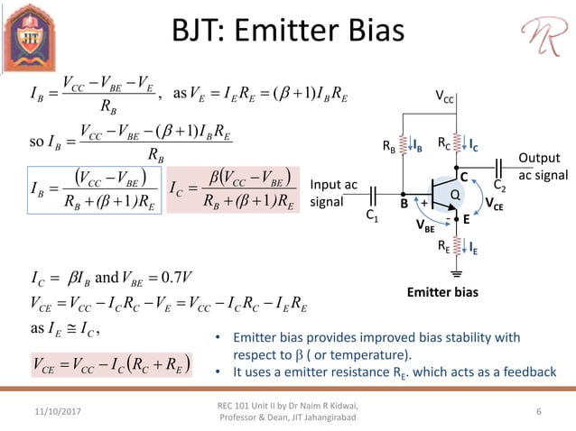 Rec101 unit ii (part 2) bjt biasing and re model | PDF