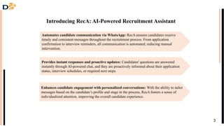 Seamless Recruitment: Automated WhatsApp Conversations by RecA | PPT