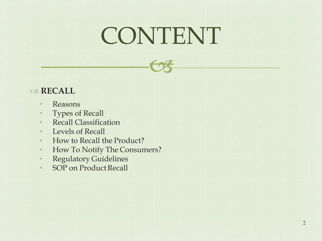 RECALL.pptx | Recalls | Consumer Issues