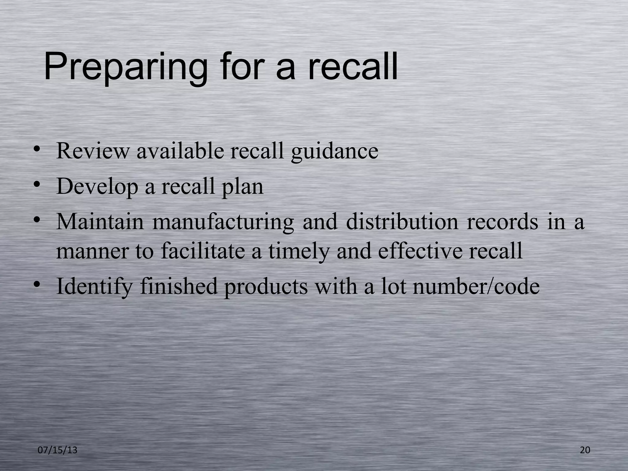Recall procedures | PPT