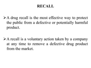 Pharmaceuticals Recall status report | PPT