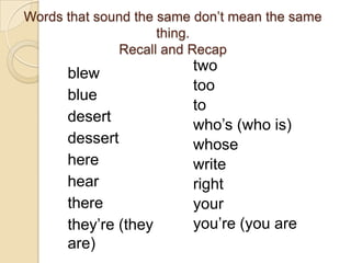 Recap and recall | PPTX