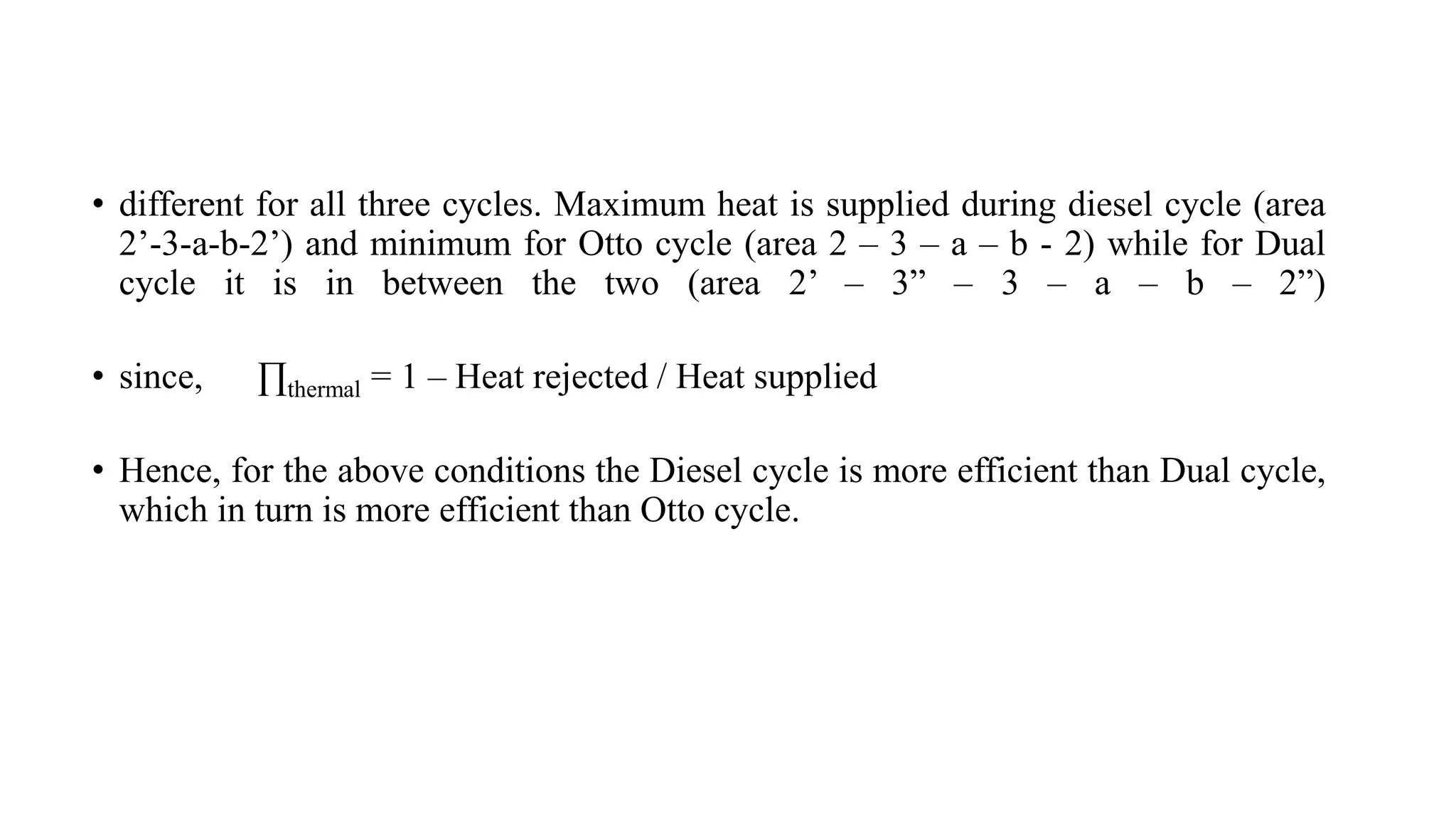 Recapitulation of carnot,otto and diesel cycle, dual cycle,comparison of otto, diesel and dual ...