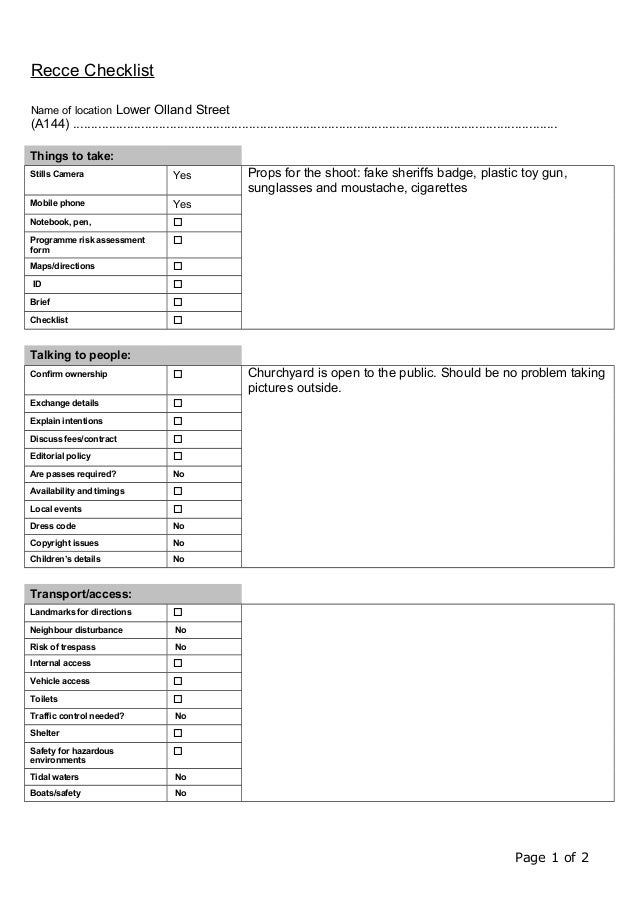 Recce checklist(1)