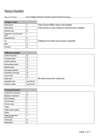 Recce checklist(1) | DOC