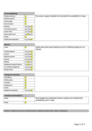 Recce checklist abby | DOC