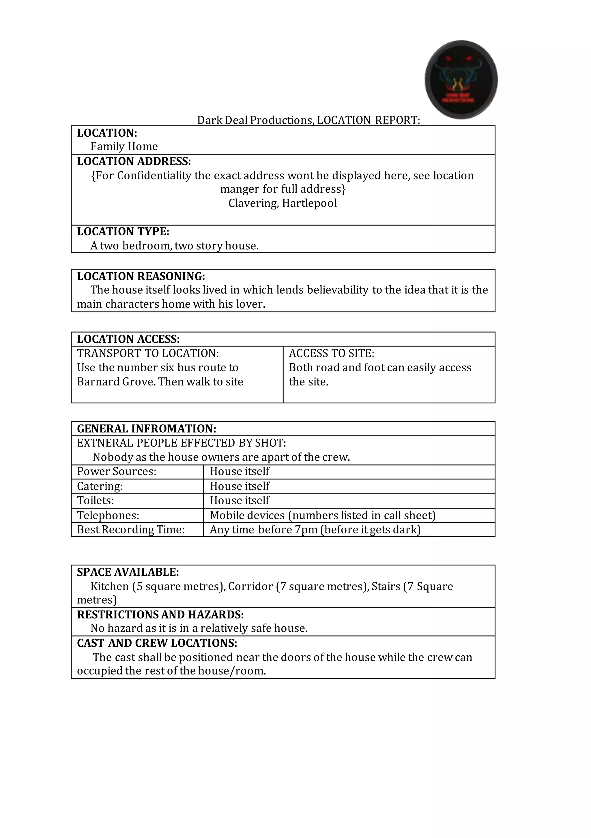 Recce location reports | DOCX | Houses | Real Estate