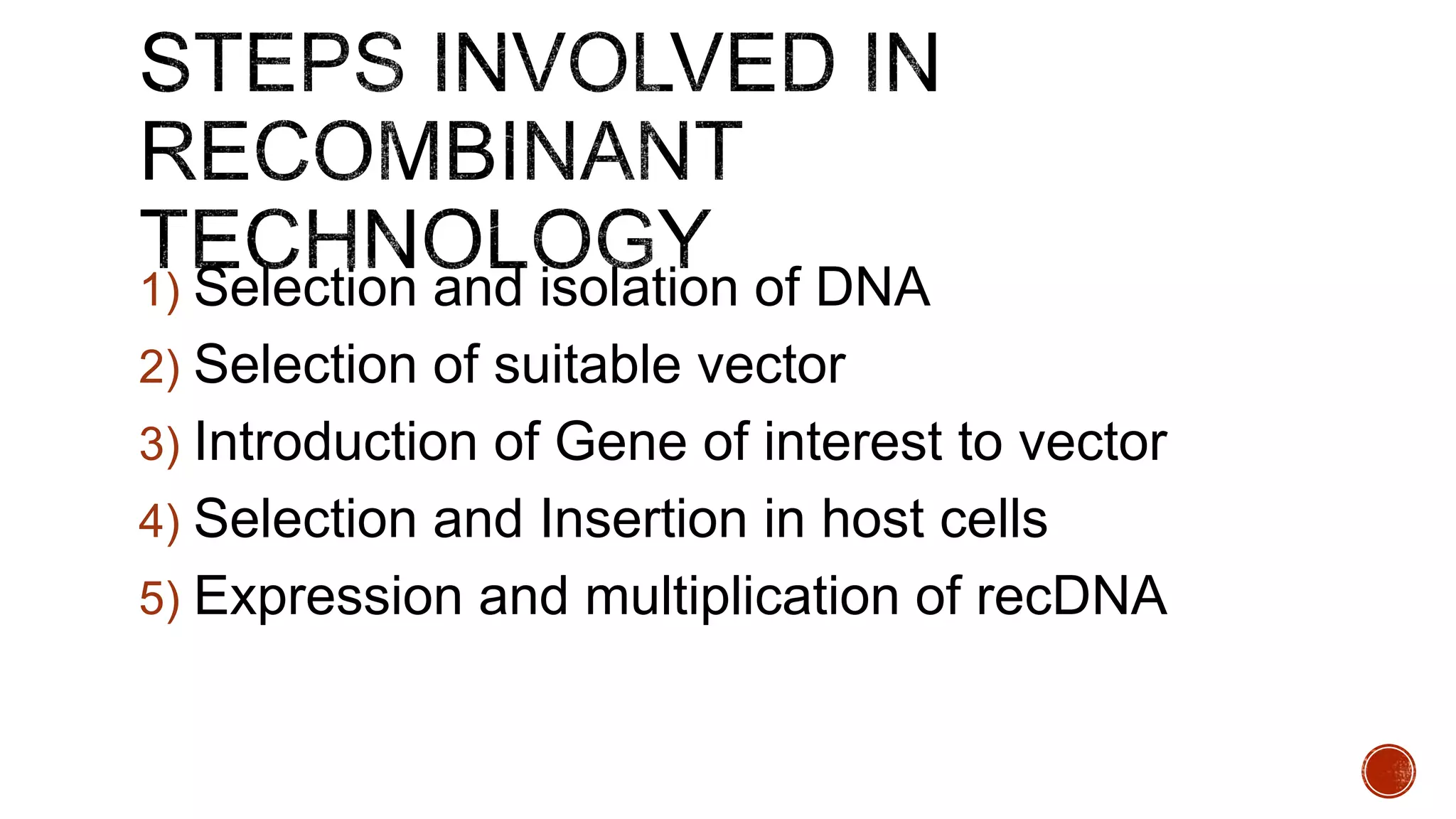 Basics of recombinat DNA technology | PPTX