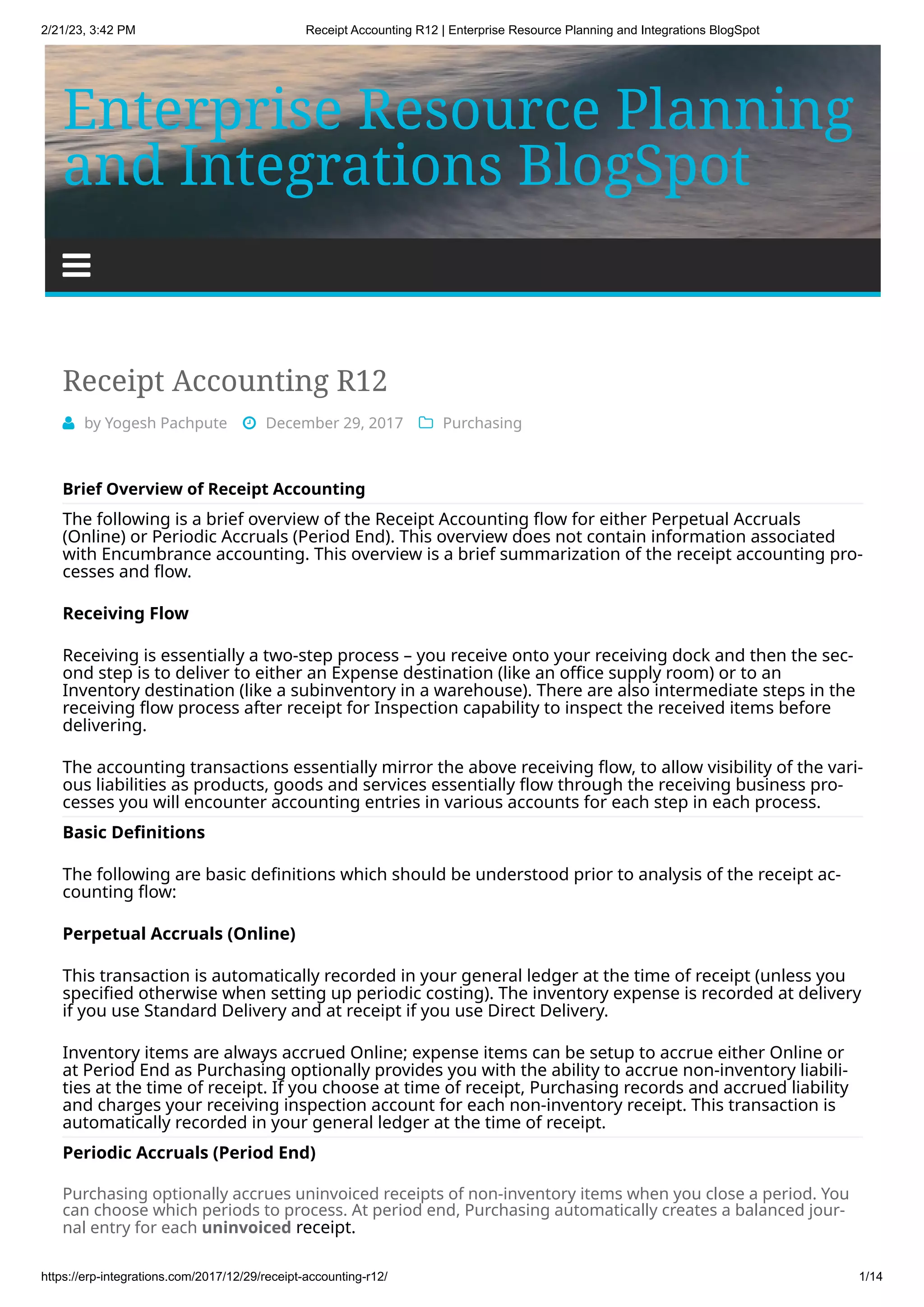Receipt Accounting R12 _ Enterprise Resource Planning and Integrations ...