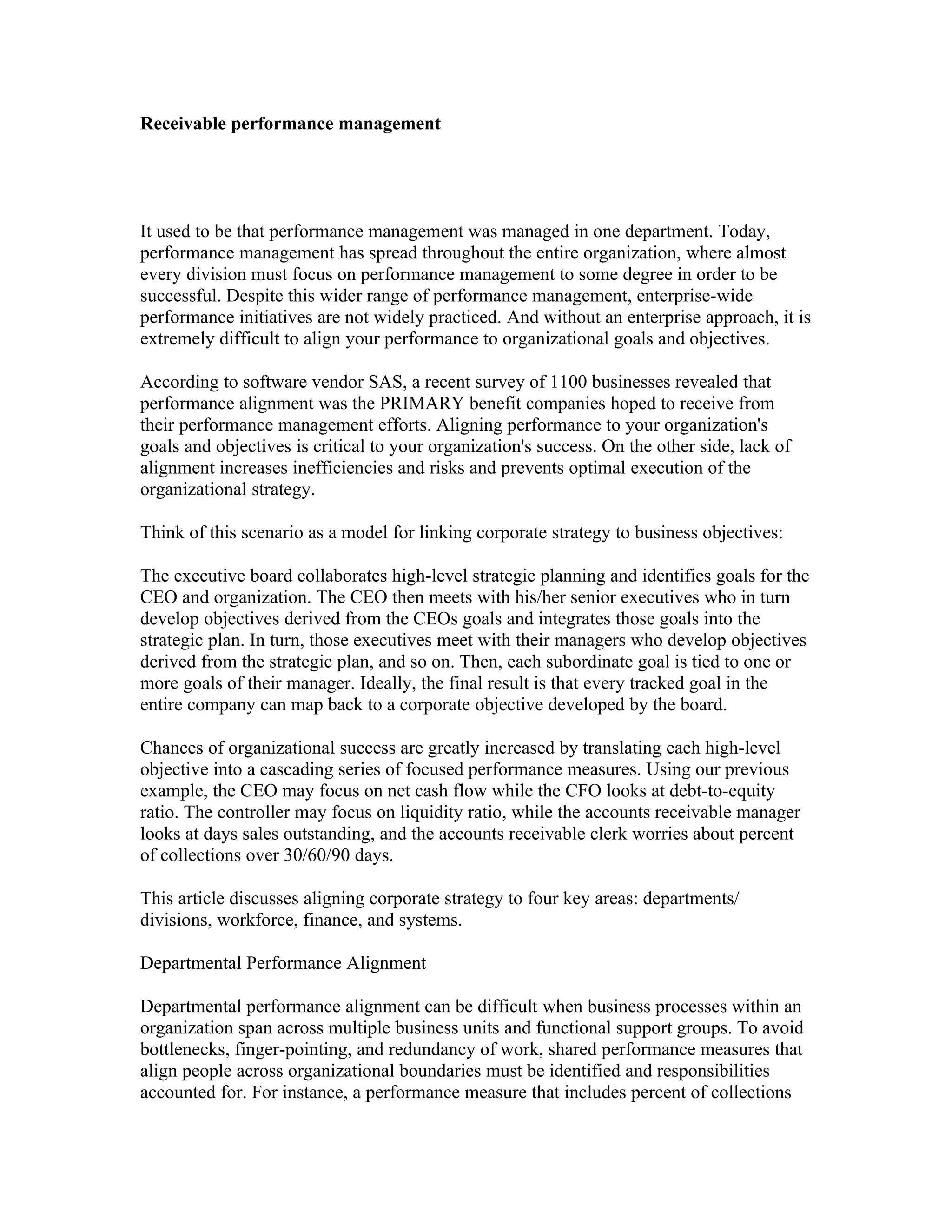 Receivable performance management | PDF