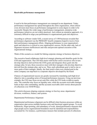 Receivable performance management | PDF