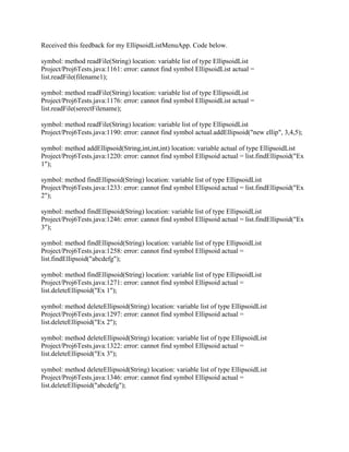 Received this feedback for my EllipsoidListMenuApp- Code below- symbo.pdf | Programming ...