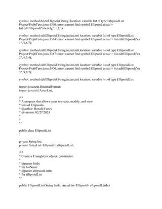 Received this feedback for my EllipsoidListMenuApp- Code below- symbo.pdf | Programming ...