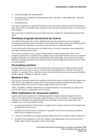 Receivership a guide for creditors | PDF