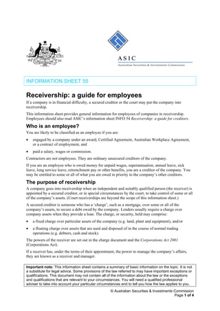 Receivership: A guide for employees | PDF