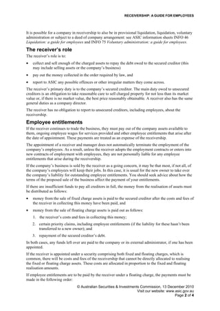 Receivership: A guide for employees | PDF