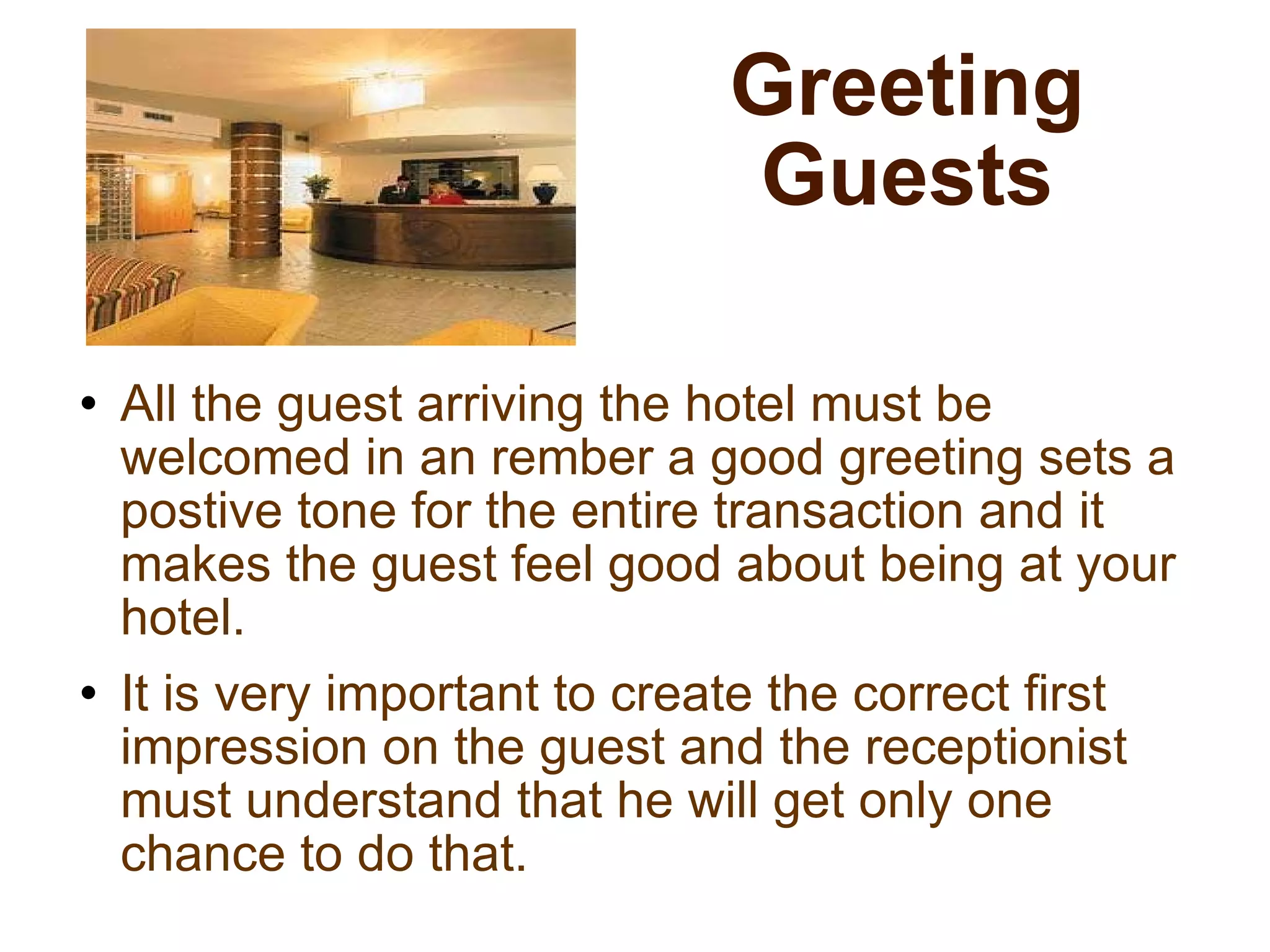 Receiving and welcoming of guest | PPT