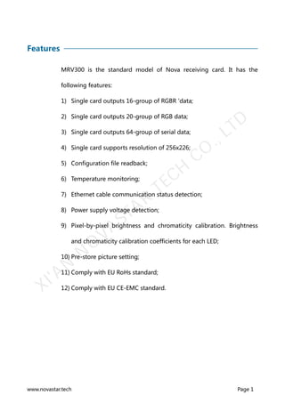 Receiving card mrv300 specifications v2.1.1 | PDF