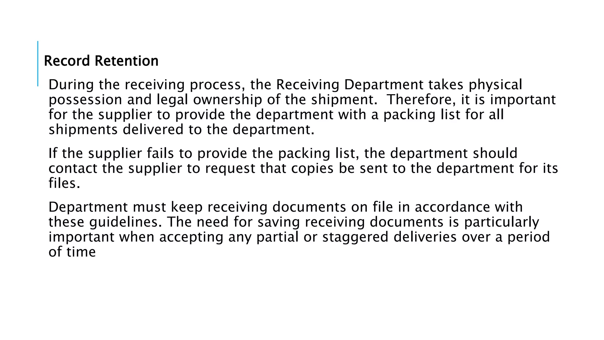 Receiving stocks | PPTX