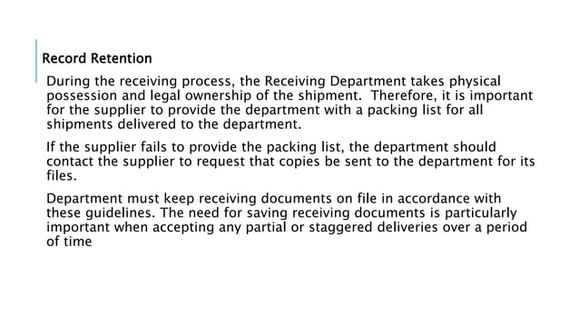 Receiving stocks | PPTX