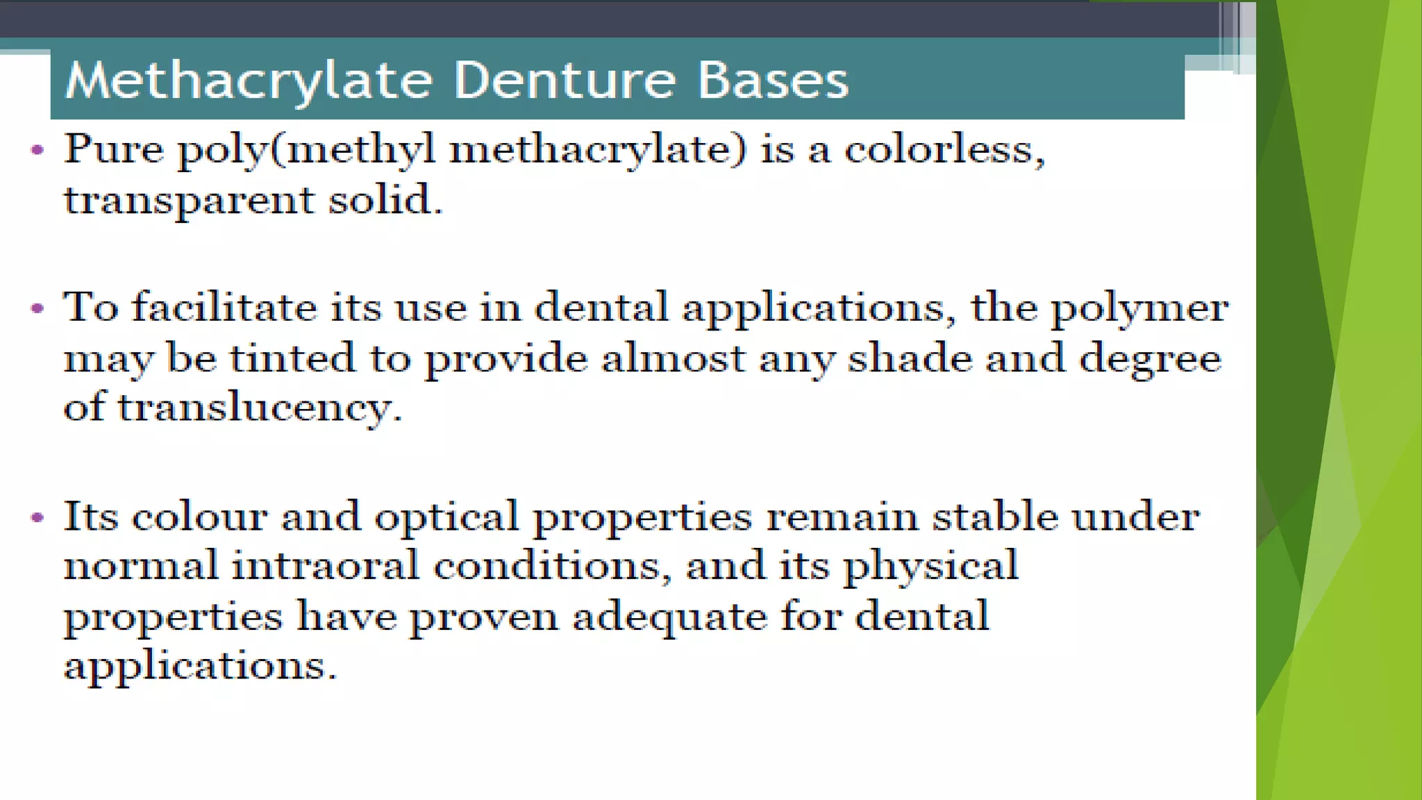 Recent advancements in denture base materials [autosaved] | PPTX