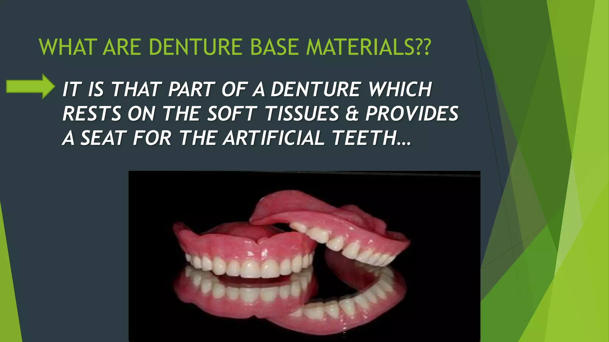 Recent advancements in denture base materials [autosaved] | PPTX