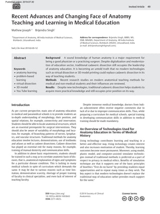 Recent advances and changing face of anatomy | PDF