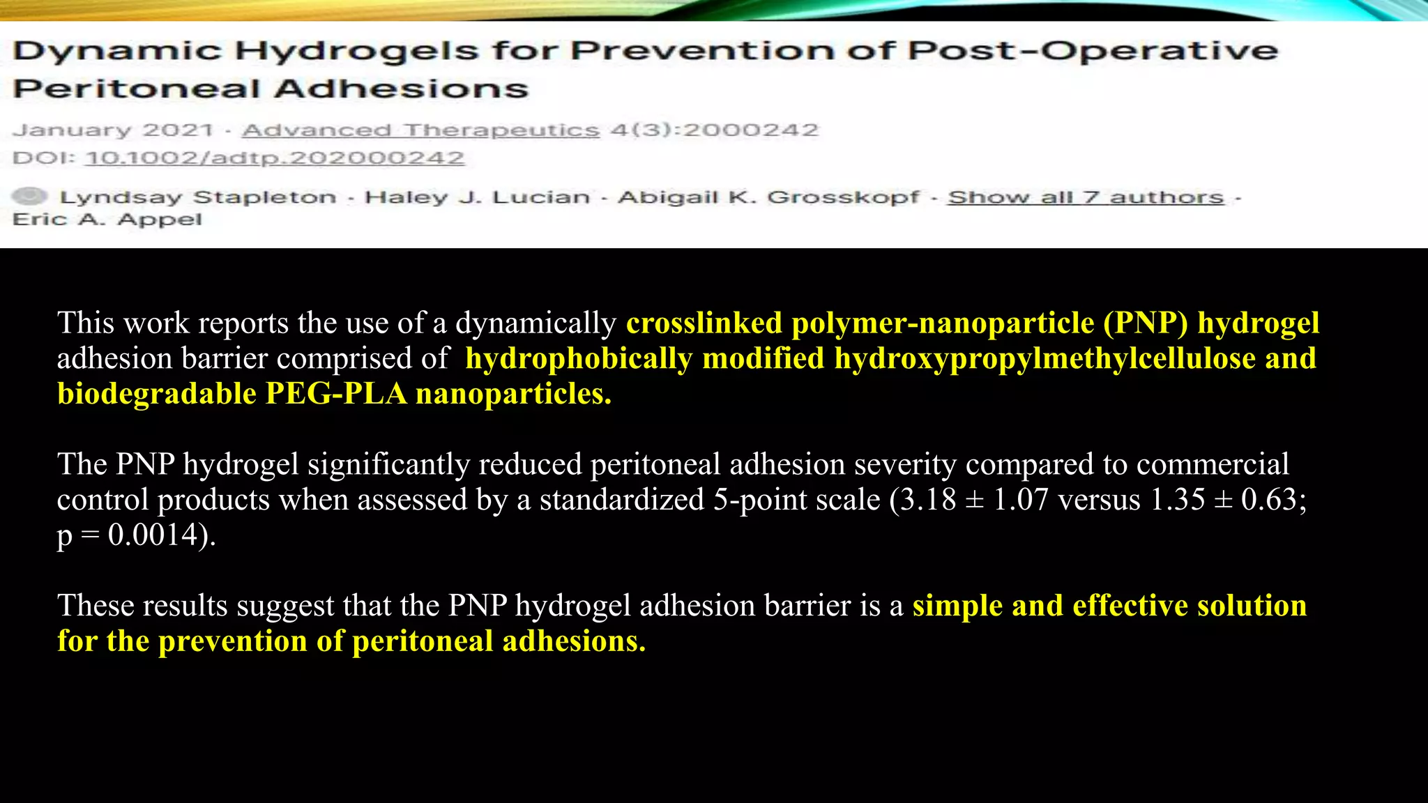 Recent advances in adhesion prevention post laparoscopic surgery.pptx