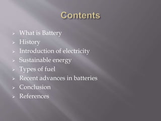 Recent advances in battery science and technology | PPTX