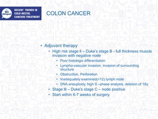 Recent advances in colo-rectal cancers treatment | PPTX