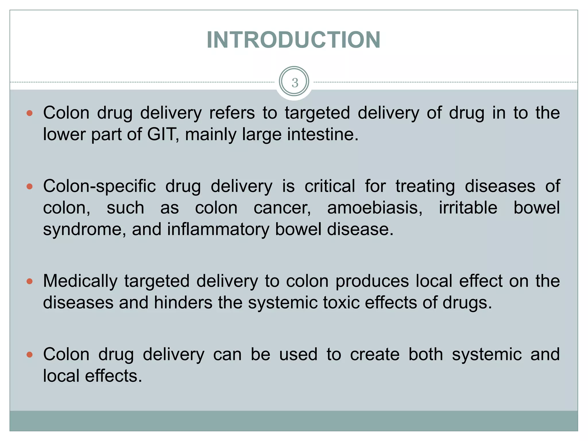 Recent Advances in Colon Targeted Drug Delivery System | PPTX