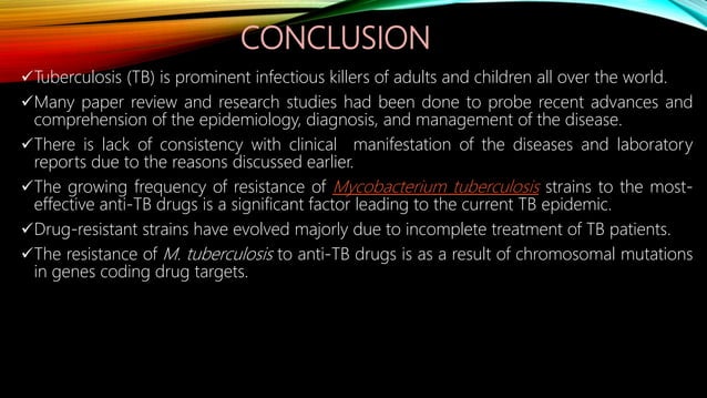 Recent advances in diagnosis and treatment of tuberculosis | PPTX ...