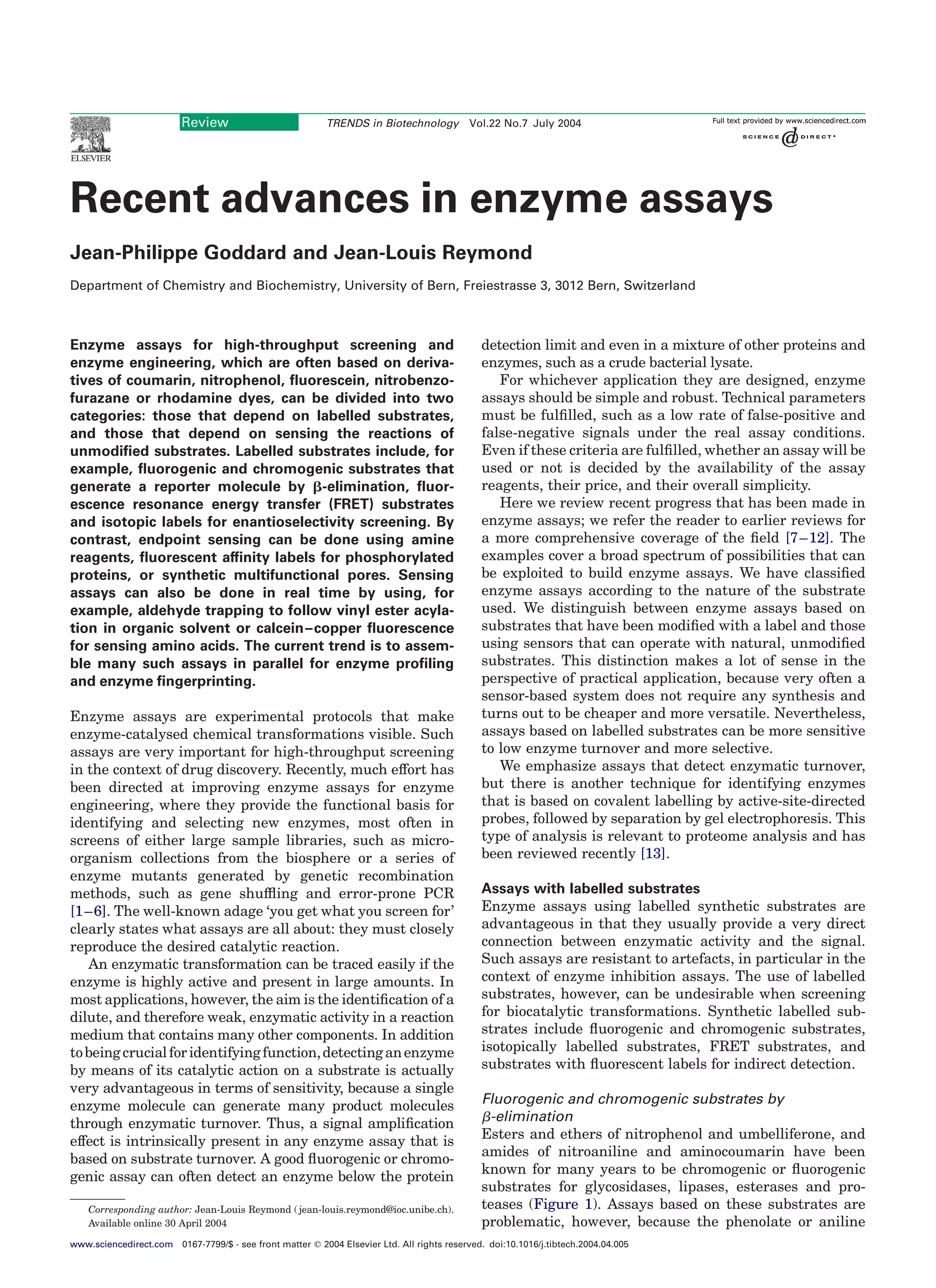 Recent advances in_enzyme_assays_2004 | PDF