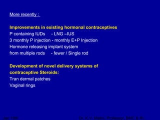 Recent advances in hormonal contraception malini | PPT