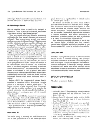 Recent Advances In Management Of Shoulder Instability | PDF