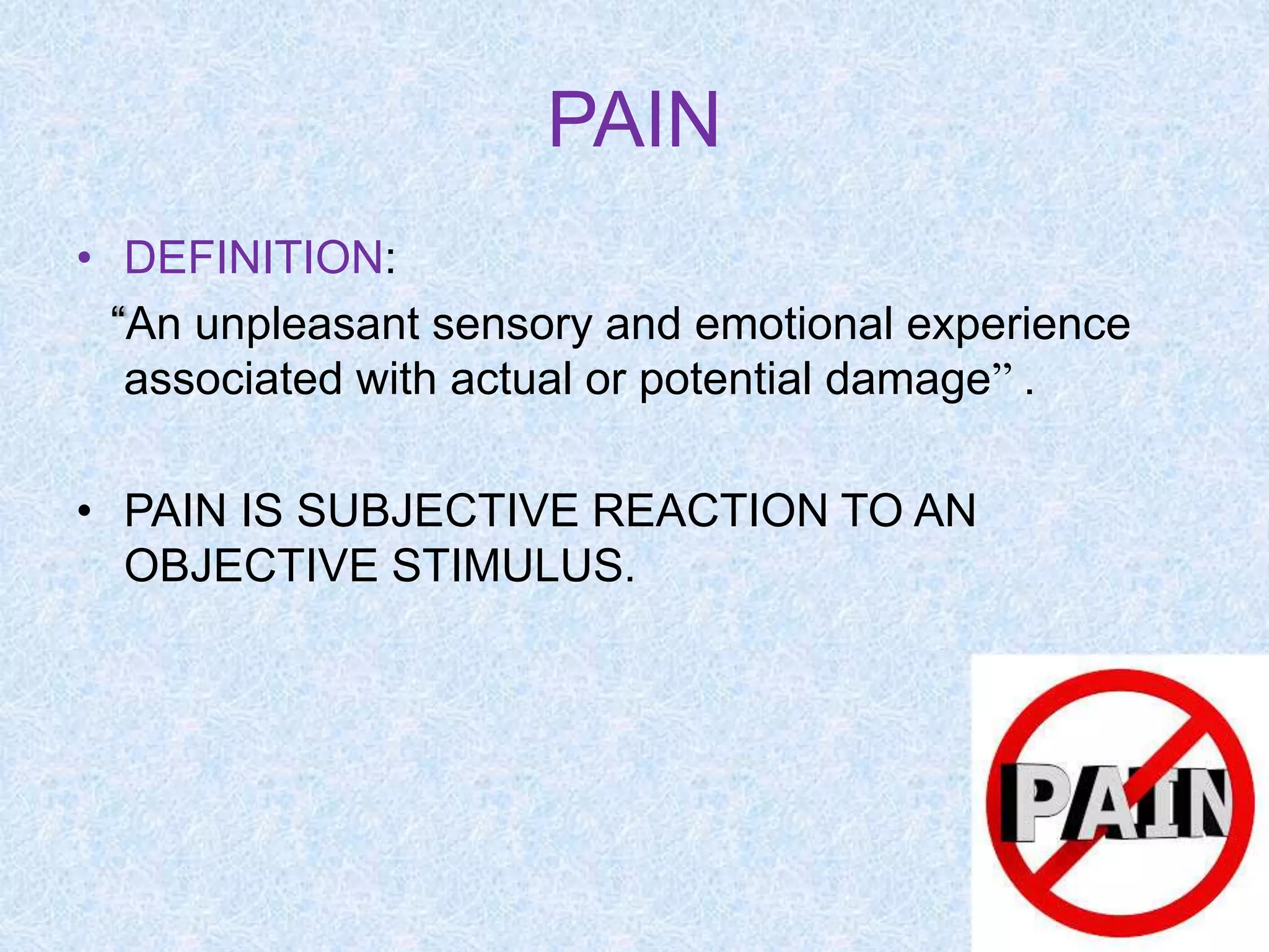 Recent advances in pain management | PPTX
