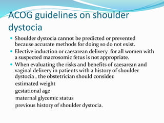 Recent advances in shoulder dystocia ppt | PPTX