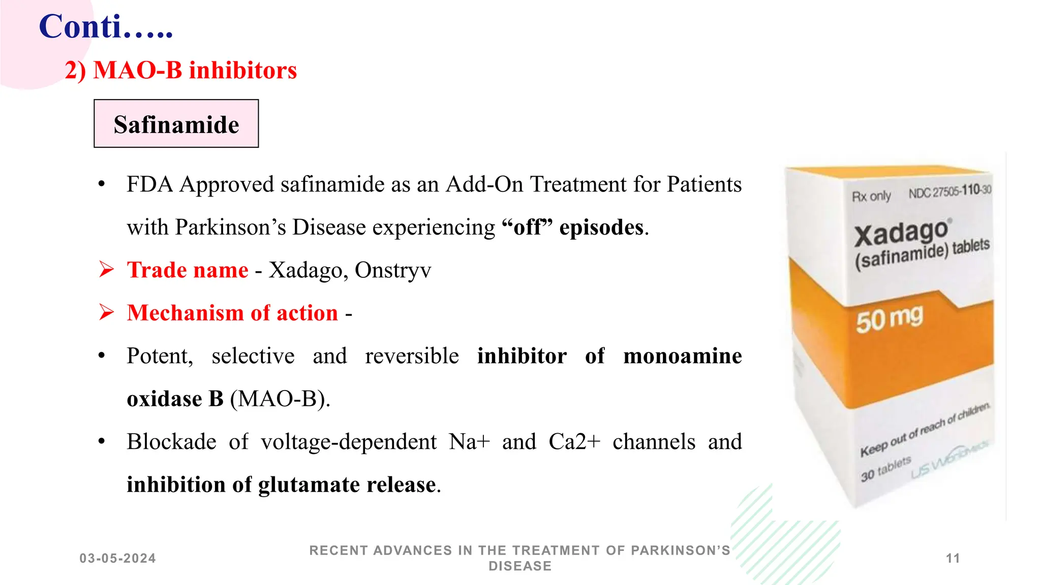 Recent Advances in the treatment of Parkinson's Disease.pptx