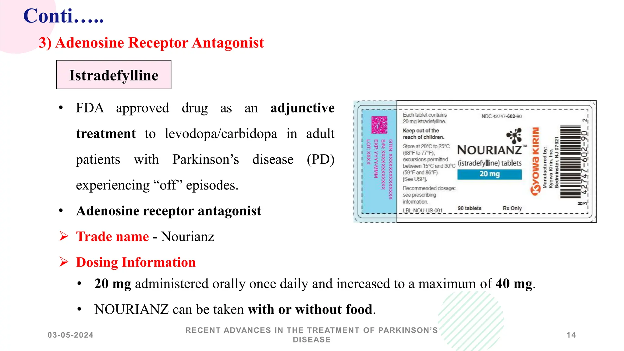 Recent Advances in the treatment of Parkinson's Disease.pptx